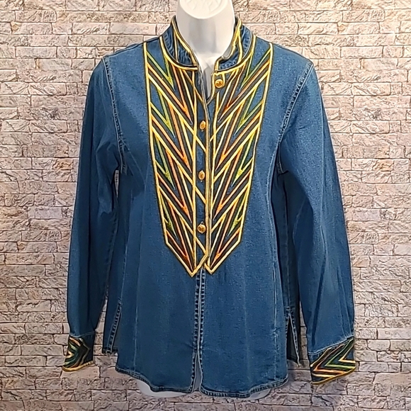 Bob Mackie | Jackets & Coats | Bob Mackie Denim Wearable Art Jacket ...